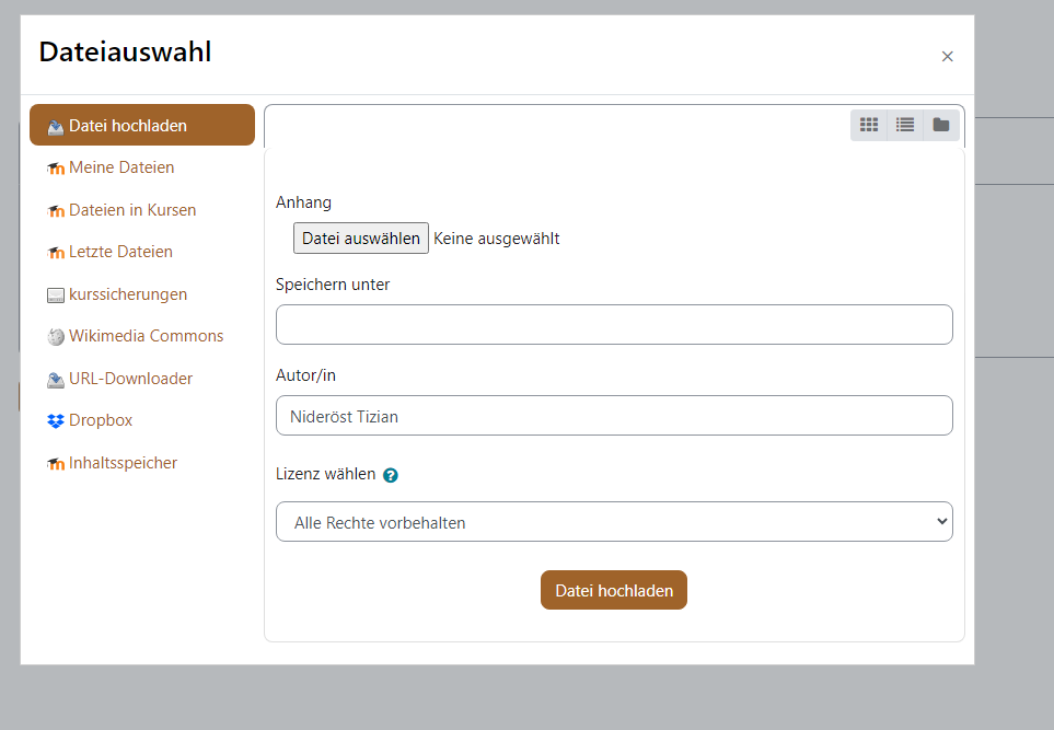 Meine Dateien – Moodle 4.5 für Dozierende